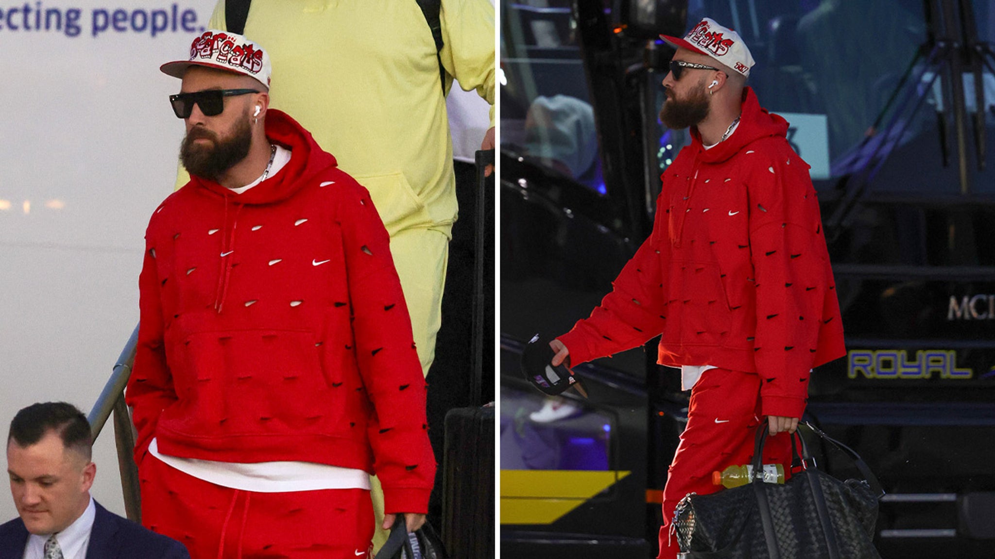 Travis Kelce Lands In Las Vegas For Super Bowl As Taylor Swift Wins Big