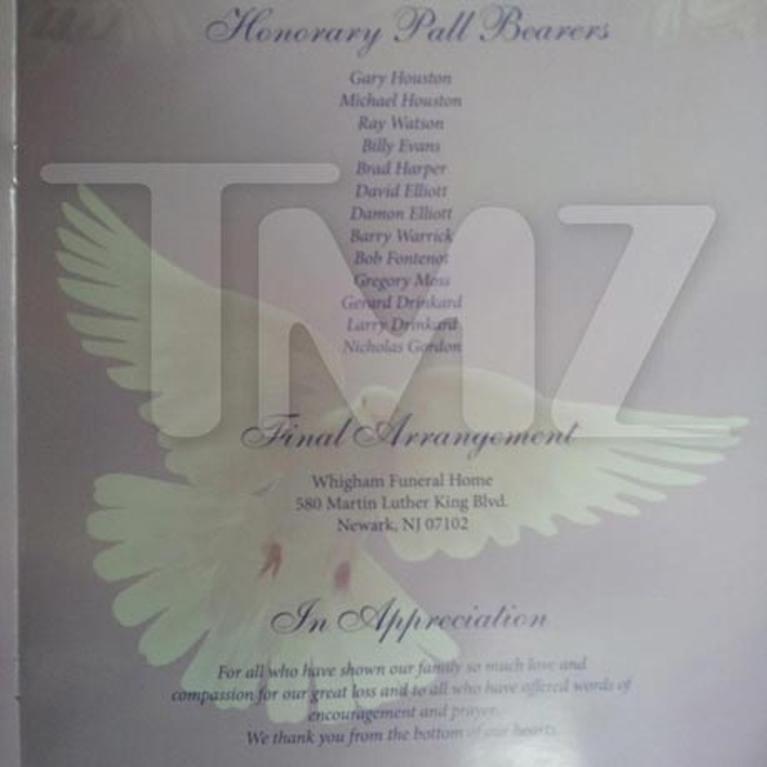 Whitney Houston Funeral Program 1,149 Whitney Houston Funeral Stock