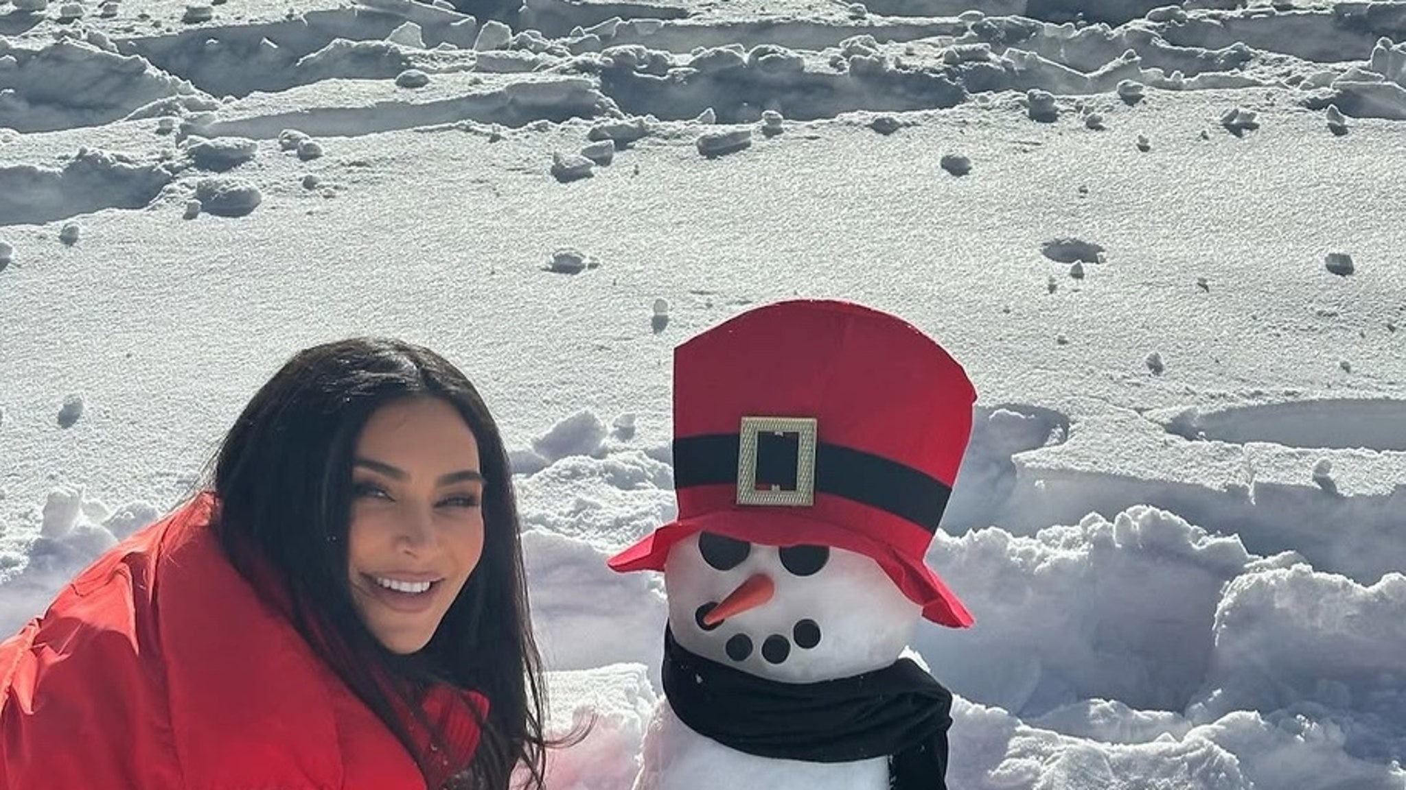 Snowy Stars Posing With Snowmen