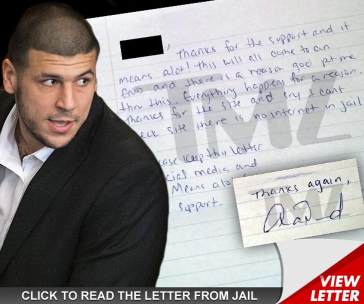 Aaron Hernandez Jail Letter #2 -- I'm Going Nuts Without Internet LOL