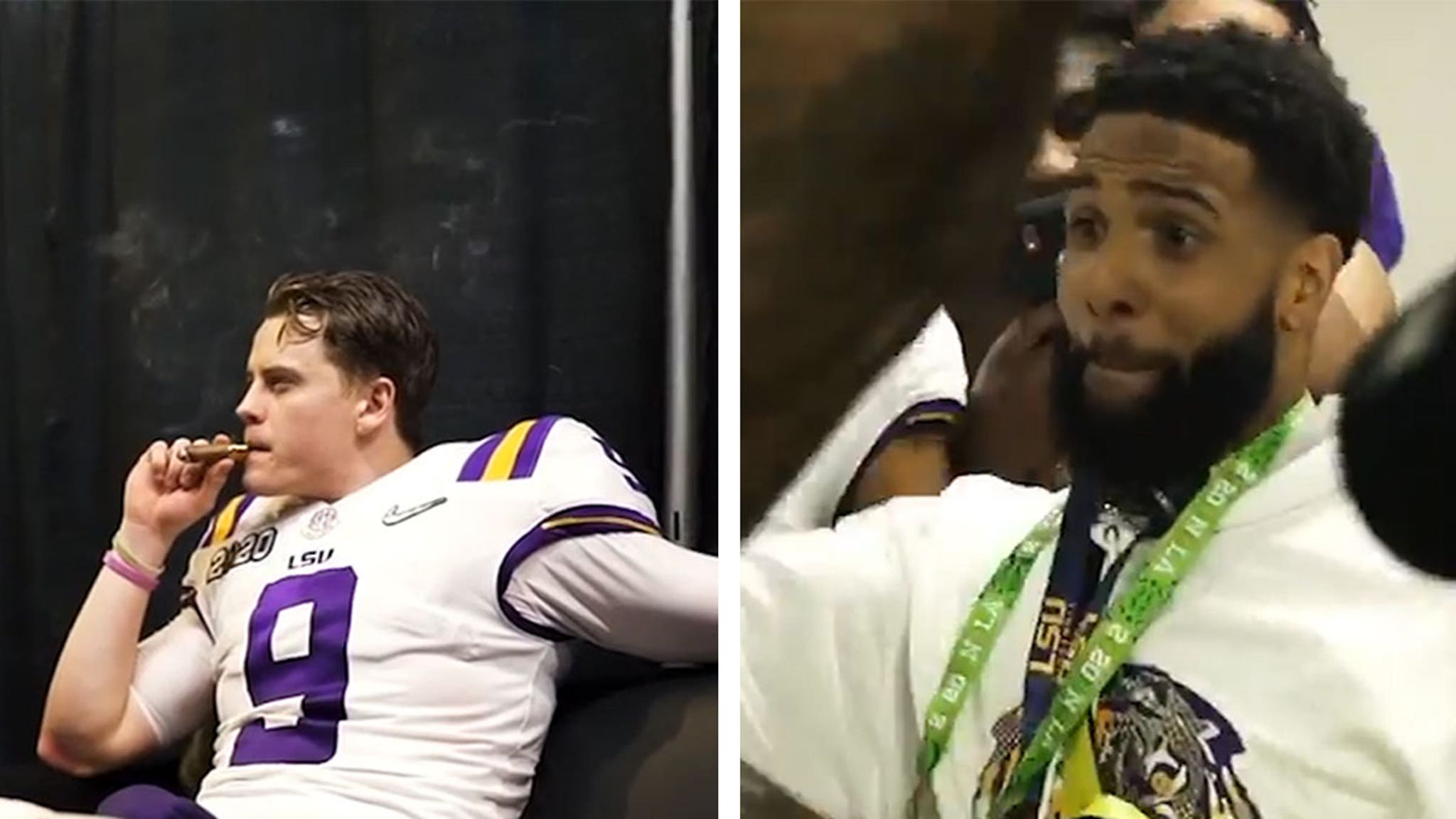 Joe Burrow Smokes Cigar After LSU Win, Odell Beckham Rages In Locker Room!