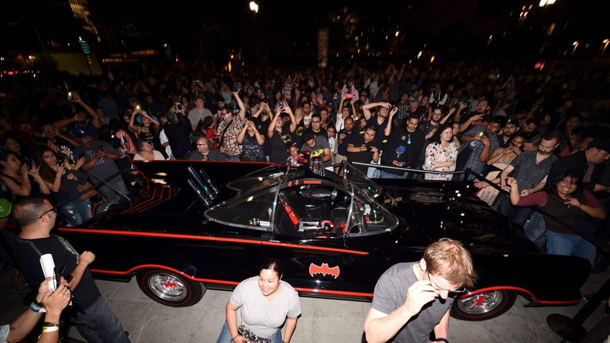 Batman Fans Show Up To Bat Signal Lighting Ceremony