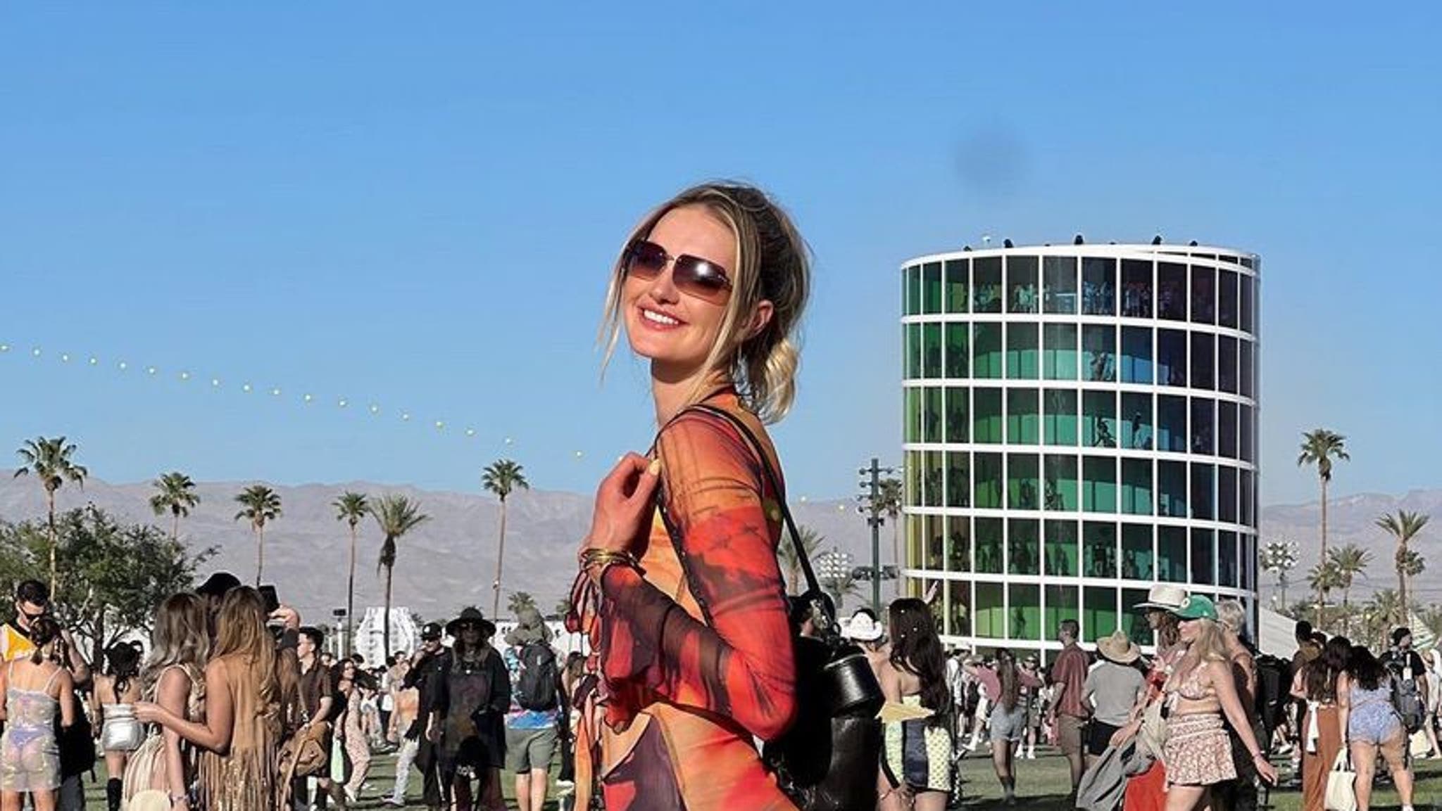 Coachella Stars Posing At The Iconic Rainbow Tower