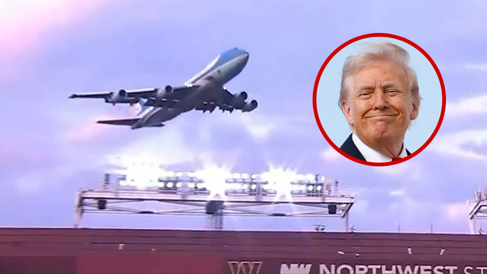 Donald Trump Flies Over Washington Commanders Stadium