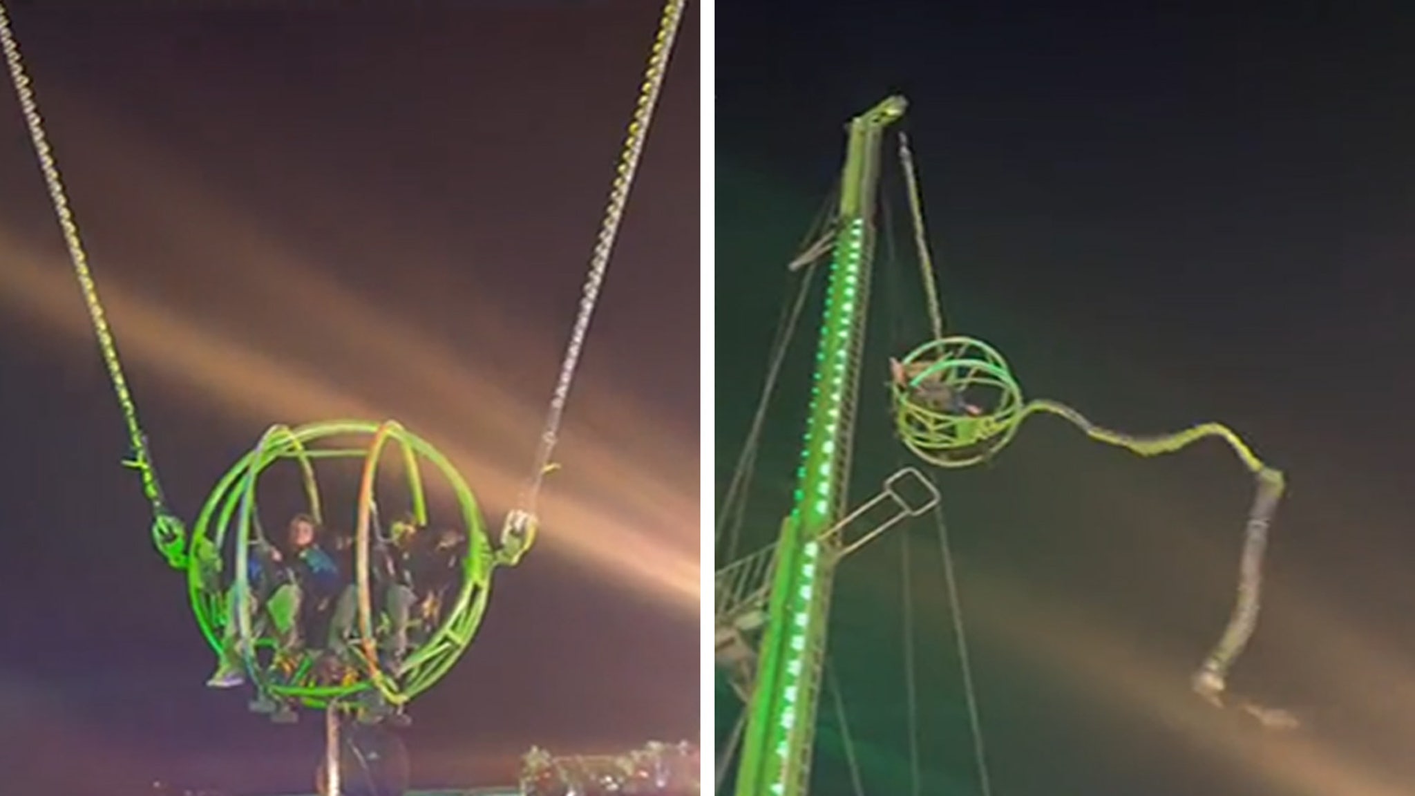 Slingshot Ride Cable Snaps Video Shows Riders Smash Into Support Beam Slingshot Ride Cable Snaps Video Shows Riders Smash Into Support Beam