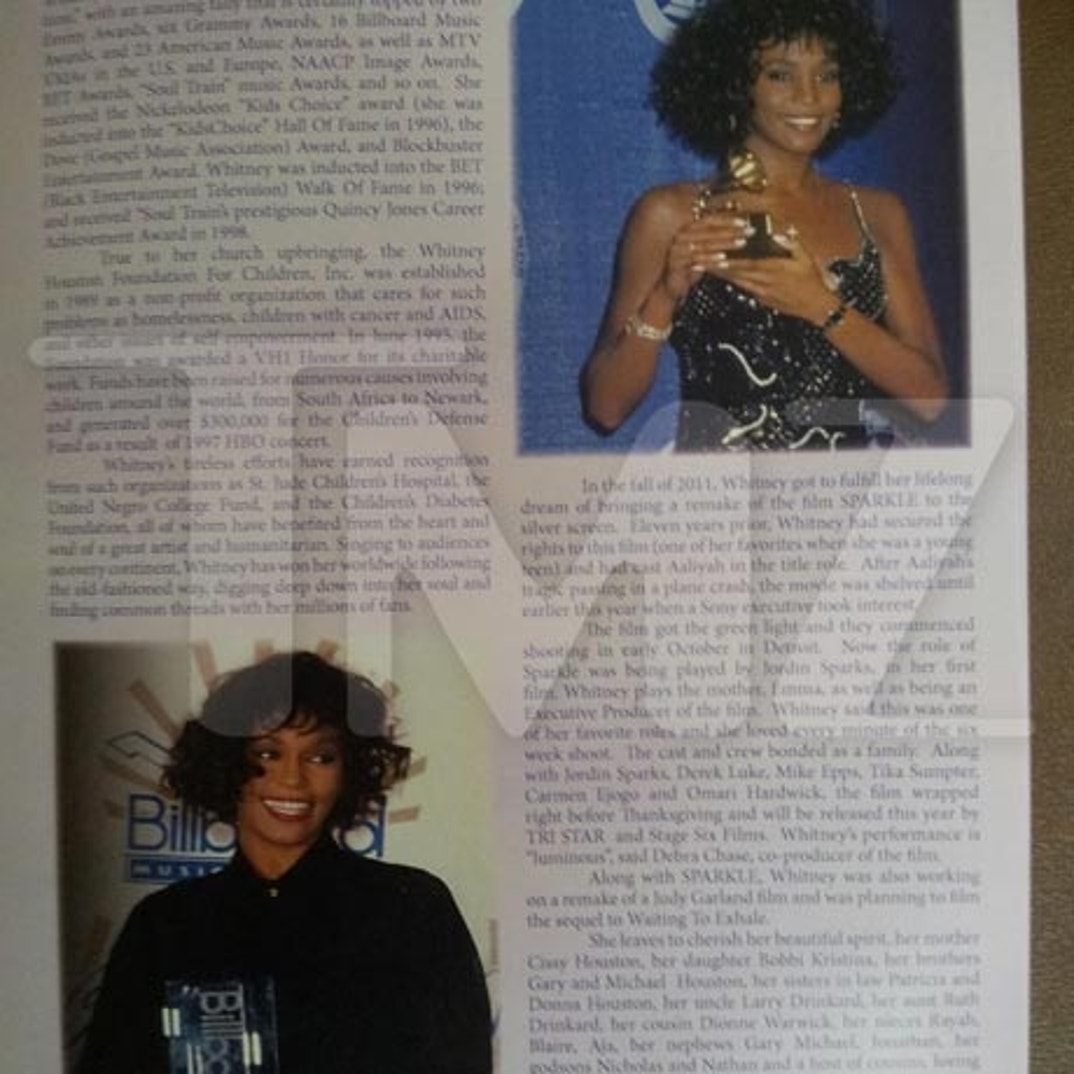 My Spizzot Whitney Houston Complete Funeral Program Full Images