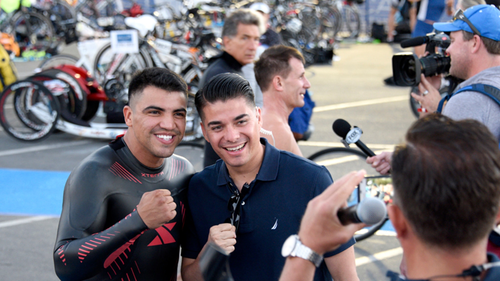 Victor Ortiz -- Shadow Boxing Through Finish Line at Malibu Triathlon