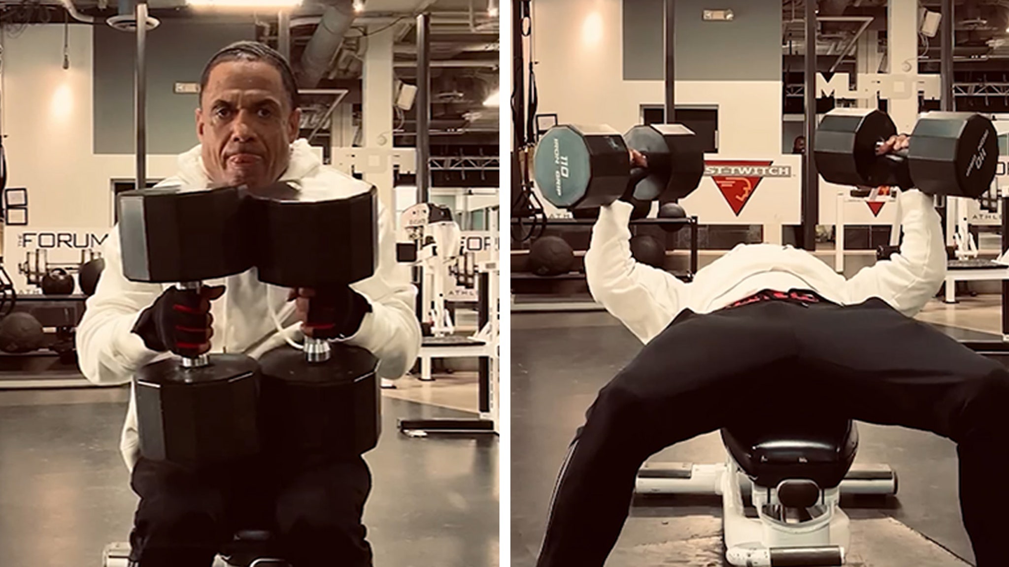 Benzino Shows Off 60-Year-Old Strength Lifting 110-Lb Weights