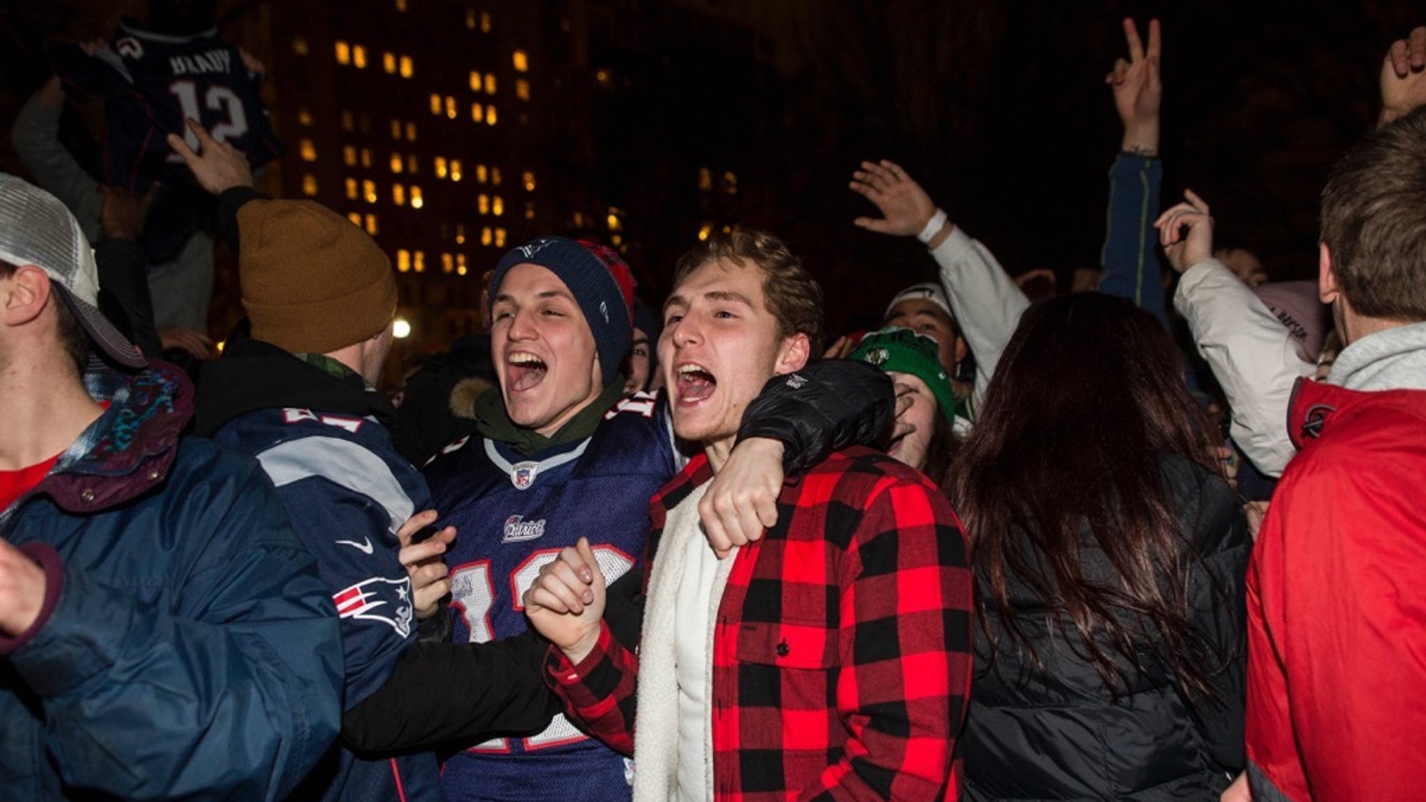 New England Patriots Fans Celebrate in the Streets