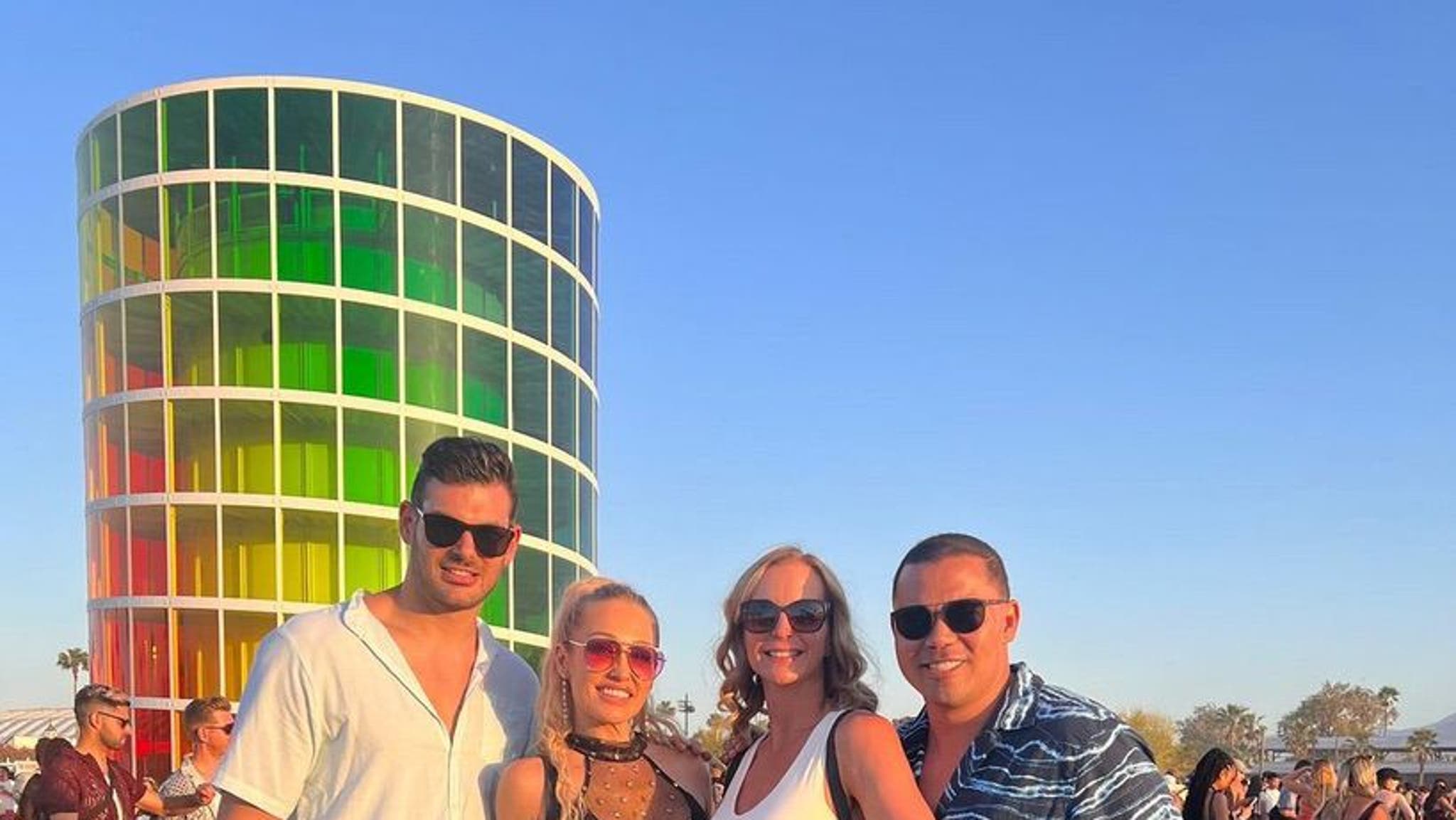 Coachella Stars Posing At The Iconic Rainbow Tower
