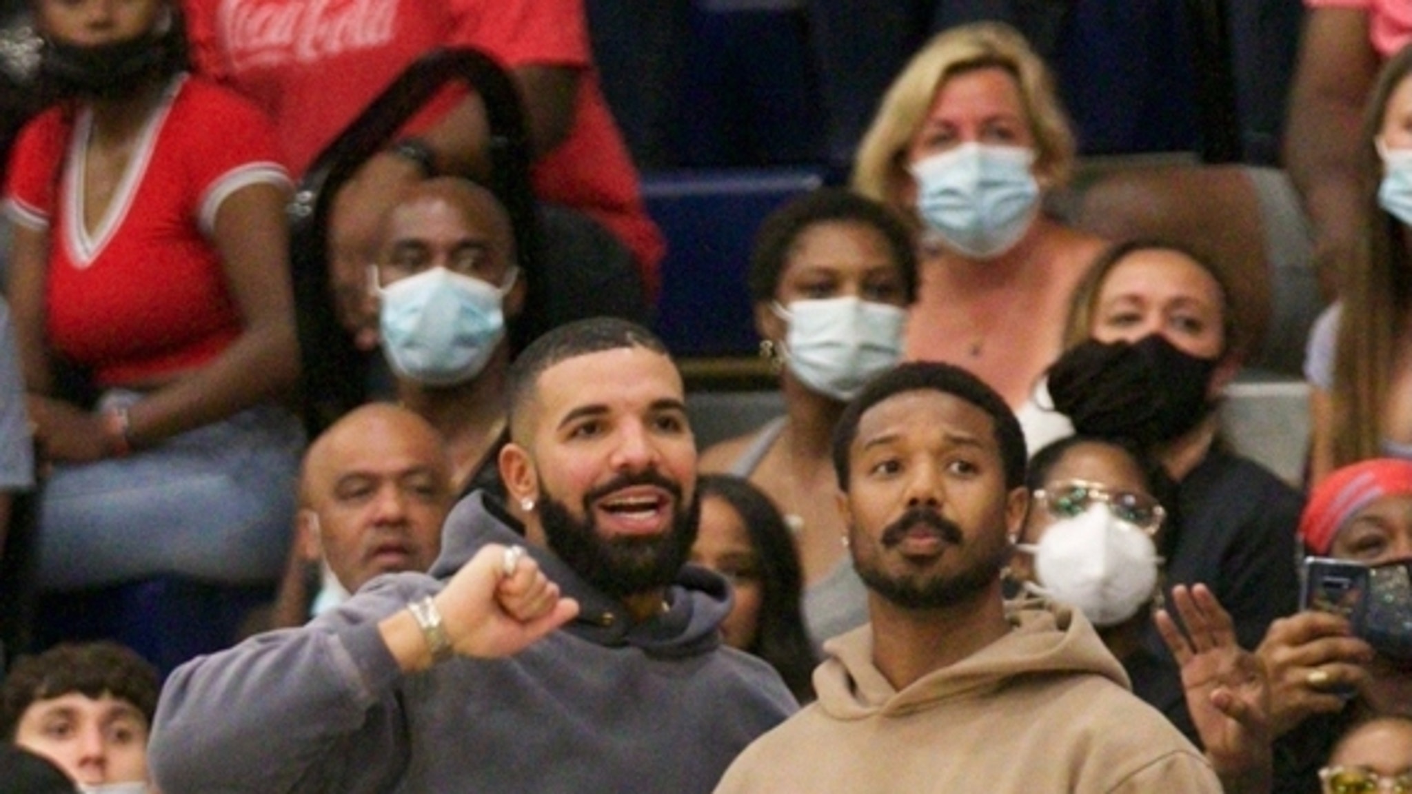Drake and Michael B. Jordan At Sierra Canyon Basketball Game
