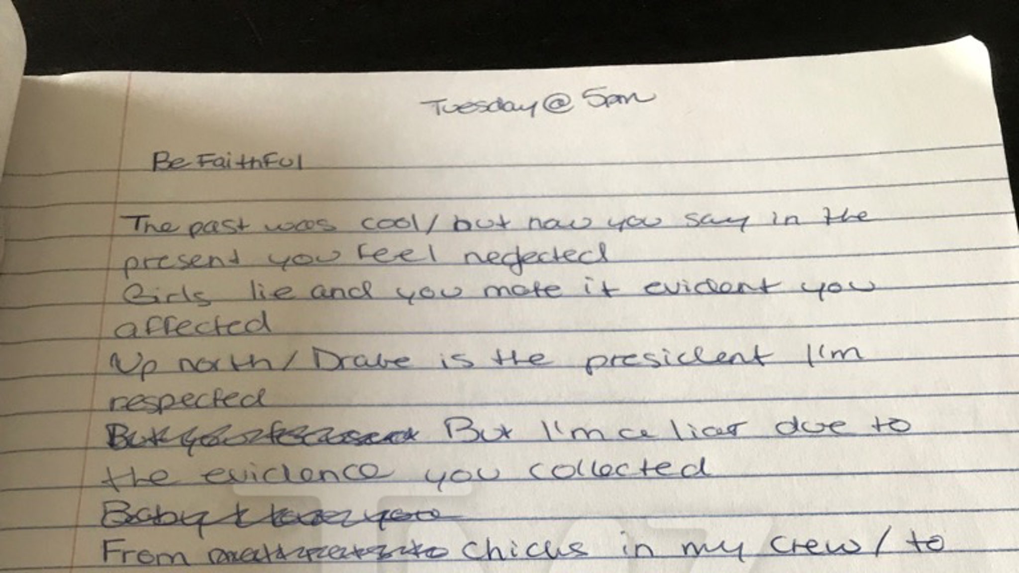 Drake's Lyrics Notebook -- For Sale!