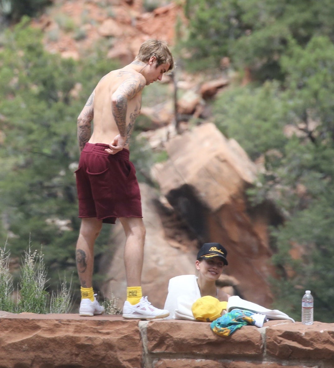 Justin and Hailey Bieber Splash In A Utah Swimming Hole