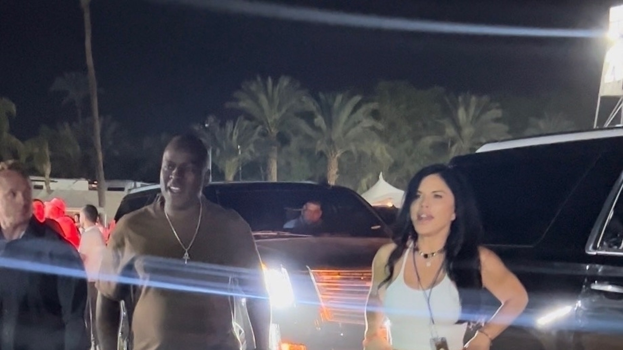 Jeff Bezos, Lauren Sanchez, Kris Jenner, and Corey Gamble at Coachella