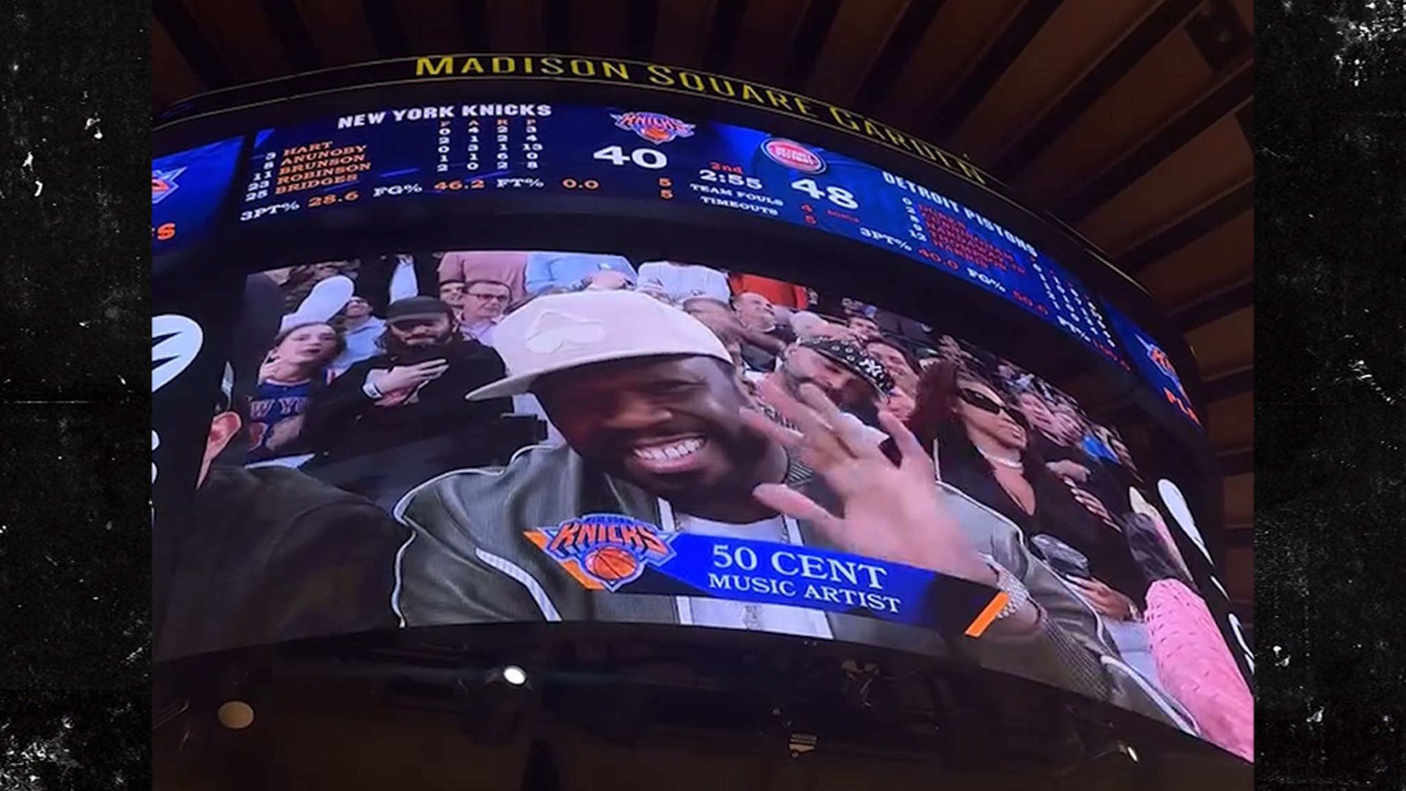 50 Cent & Joe Budden Sit Together at Knicks Game