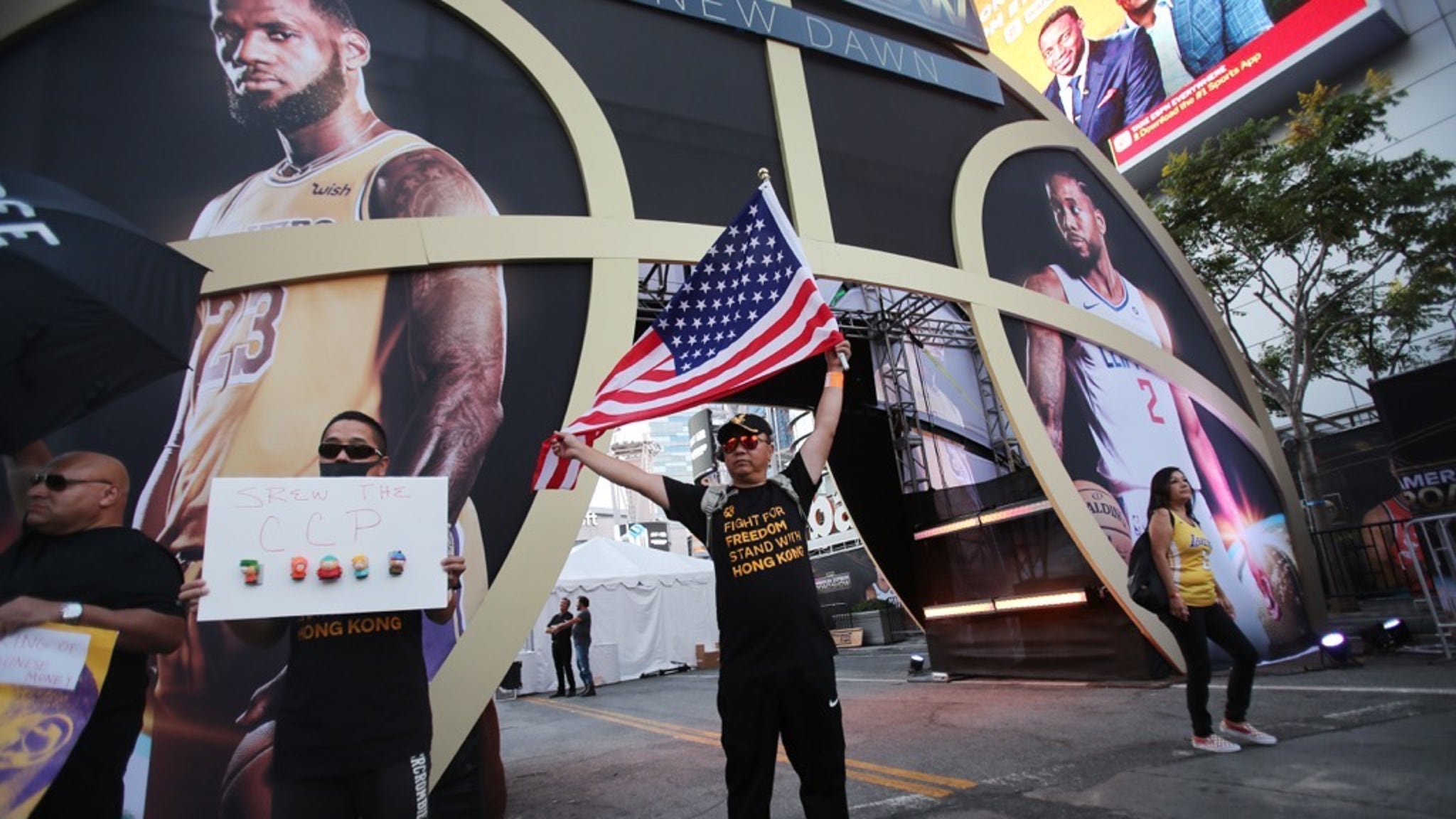 Lakers Protesters Outside Staples Center