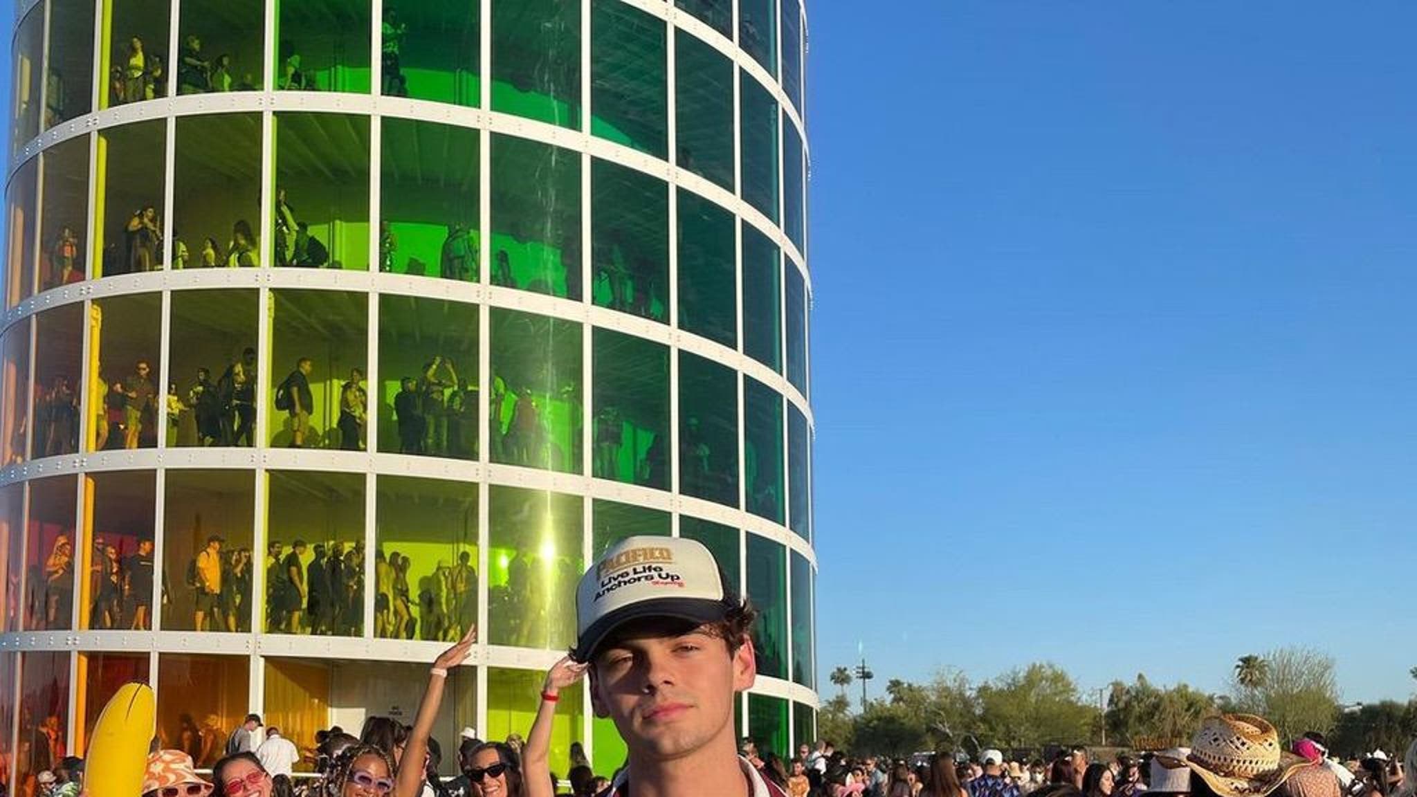 Coachella Stars Posing At The Iconic Rainbow Tower