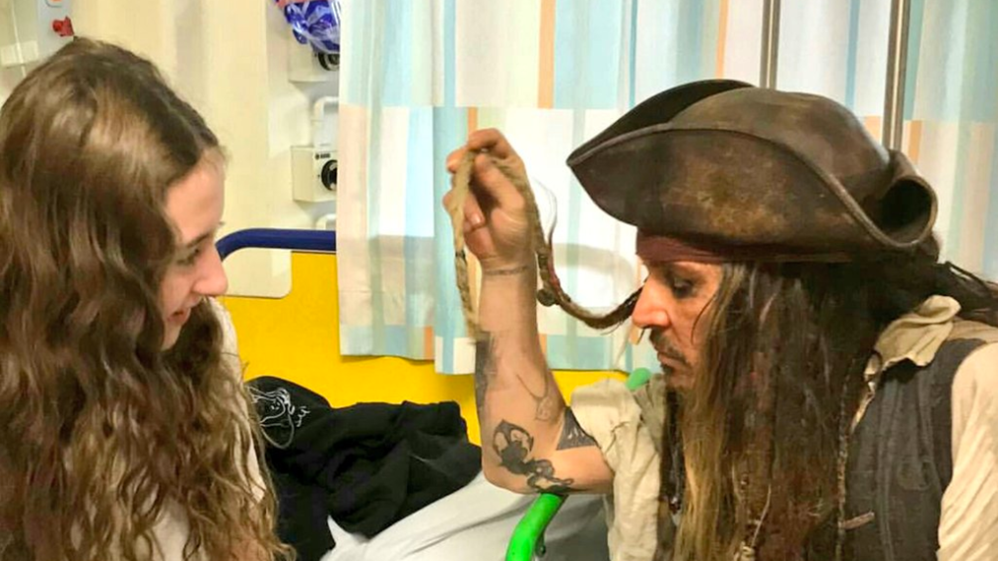 Johnny Depp Visits Children's Hospital as Jack Sparrow