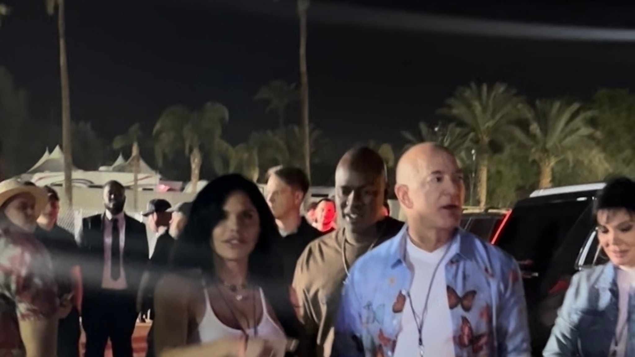 Jeff Bezos, Lauren Sanchez, Kris Jenner, and Corey Gamble at Coachella